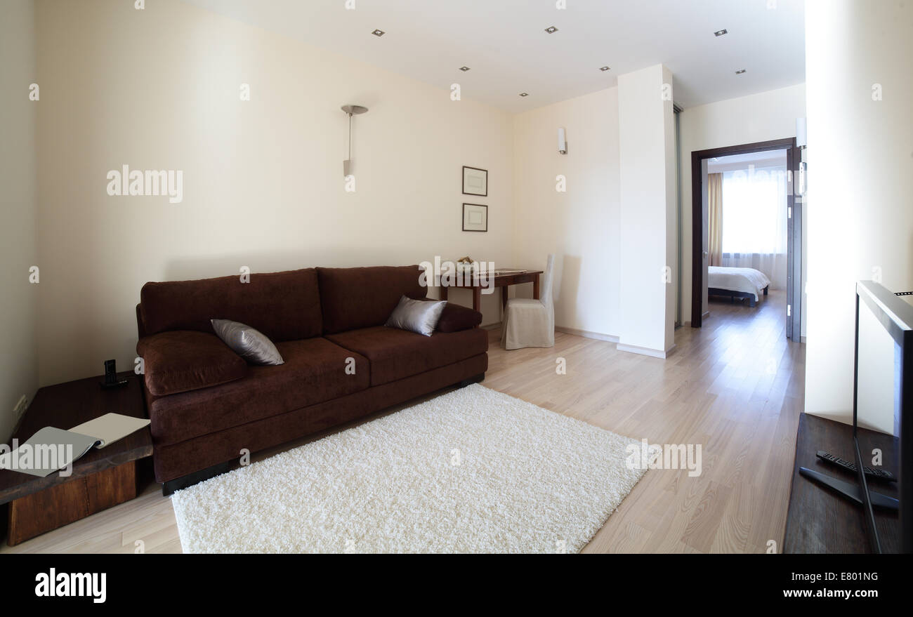 big and bright interior of modern living room Stock Photo - Alamy