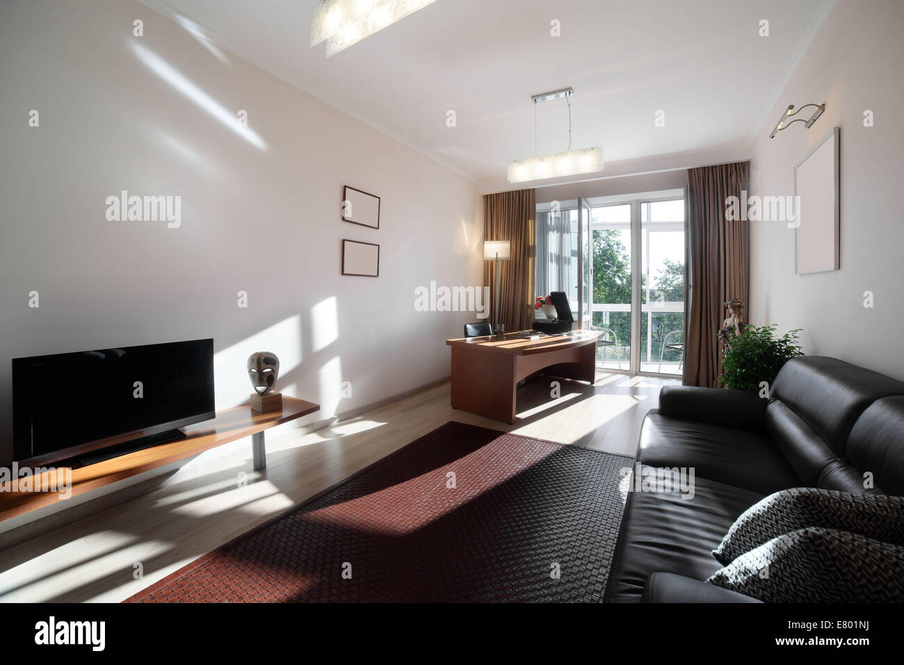 big and bright interior of modern living room Stock Photo - Alamy