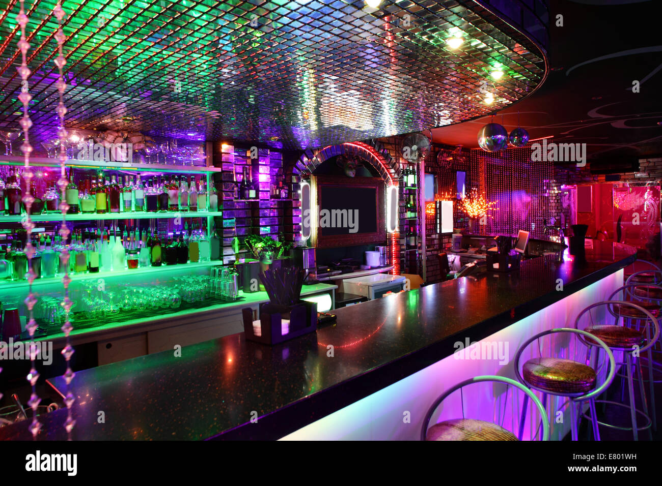 colorful interior of bright and beautiful night club Stock Photo - Alamy