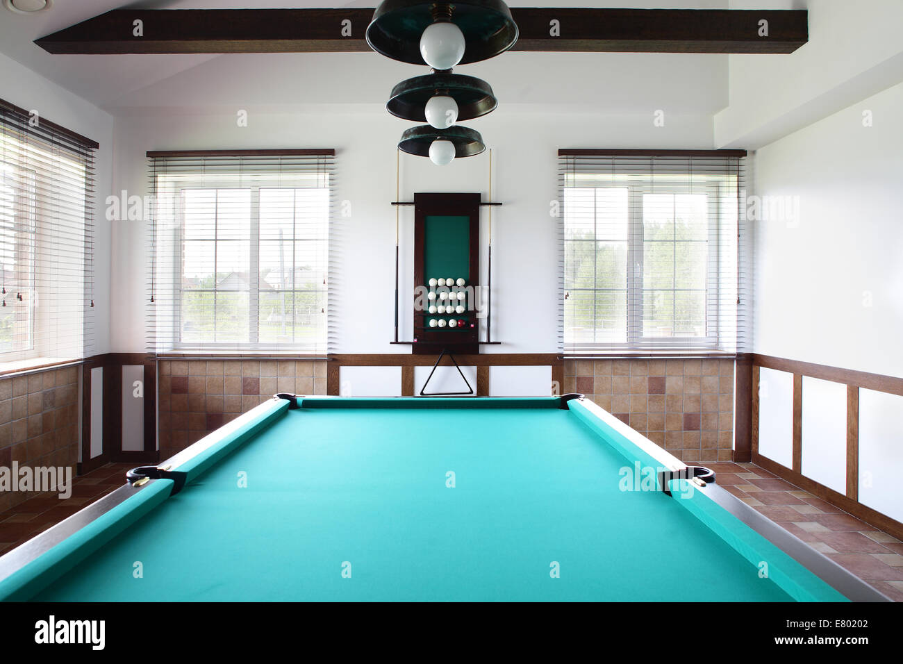 brand new and modern billiard interior in night time Stock Photo - Alamy