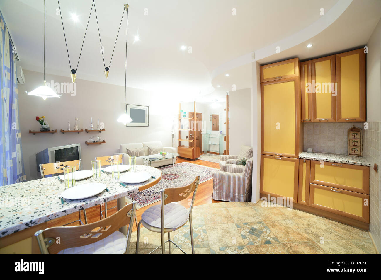 big and bright interior of modern living room Stock Photo - Alamy