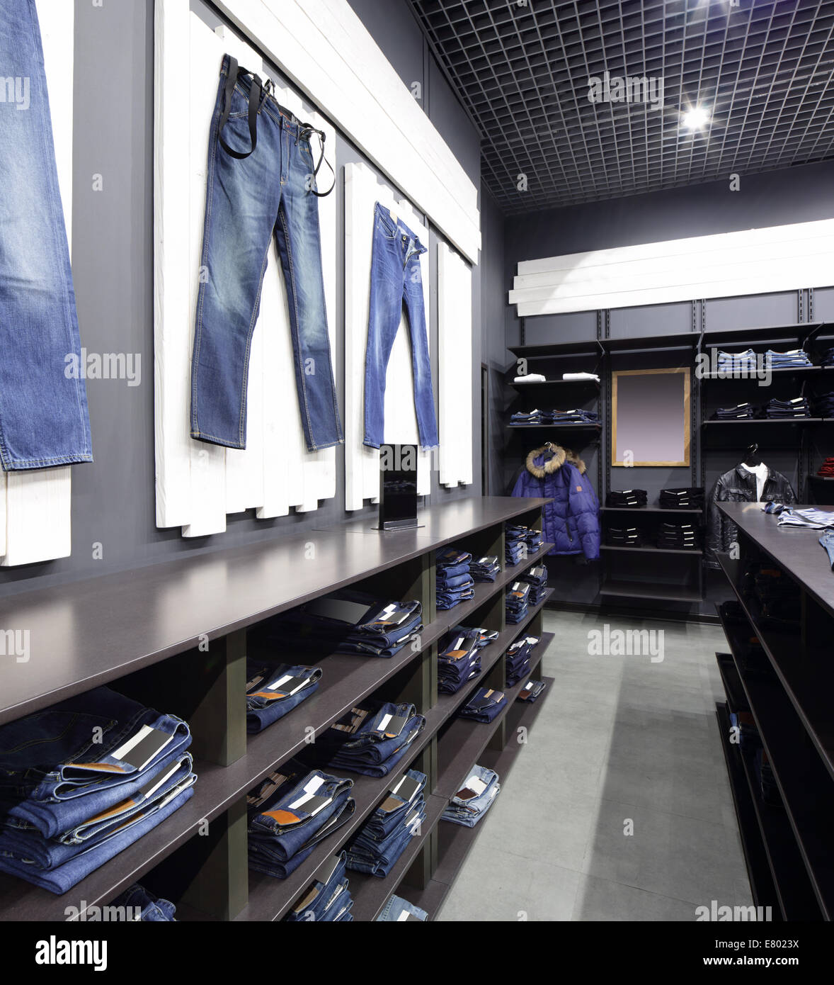 luxury and fashionable brand new interior of cloth store Stock Photo ...