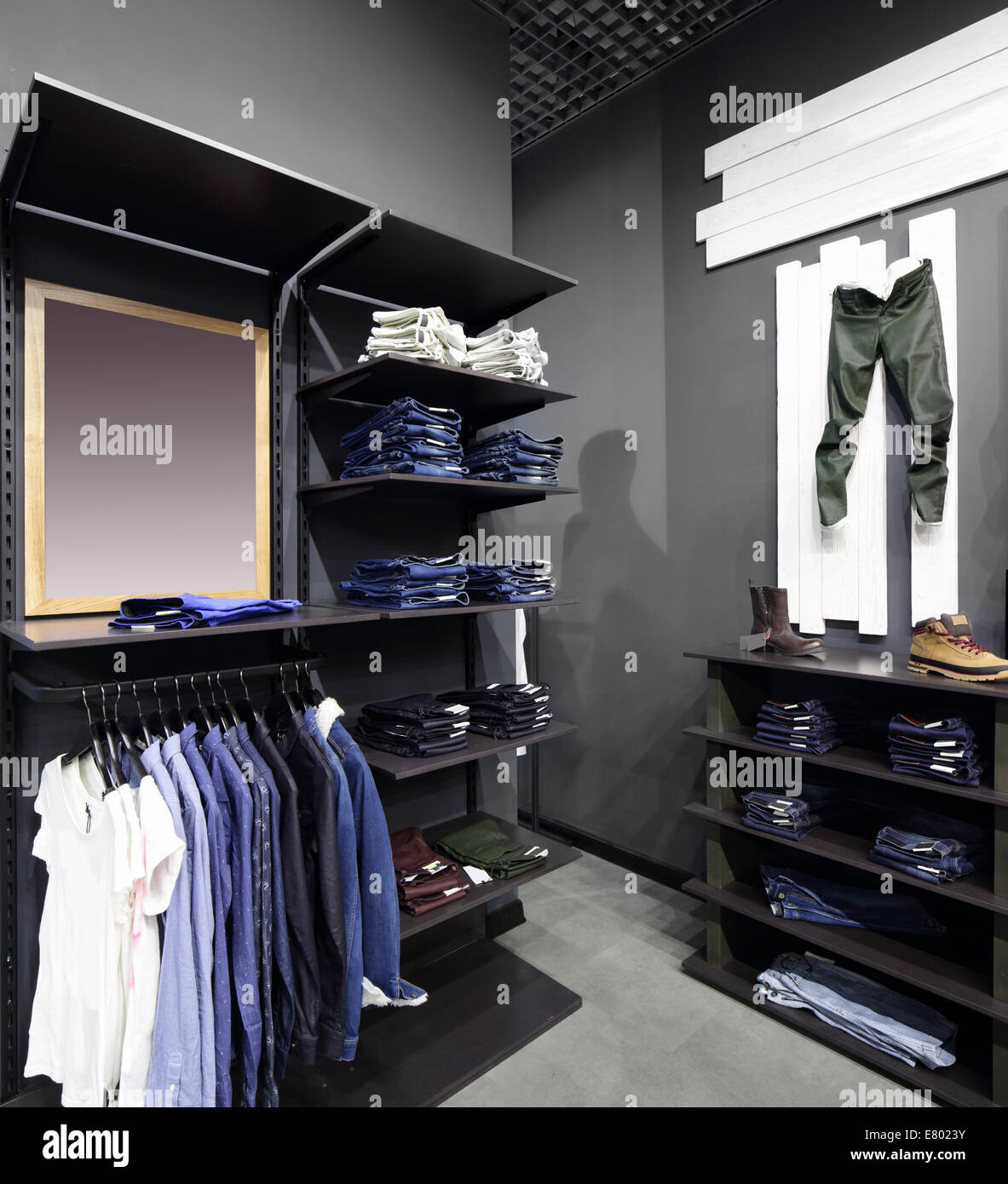 luxury and fashionable brand new interior of cloth store Stock Photo ...