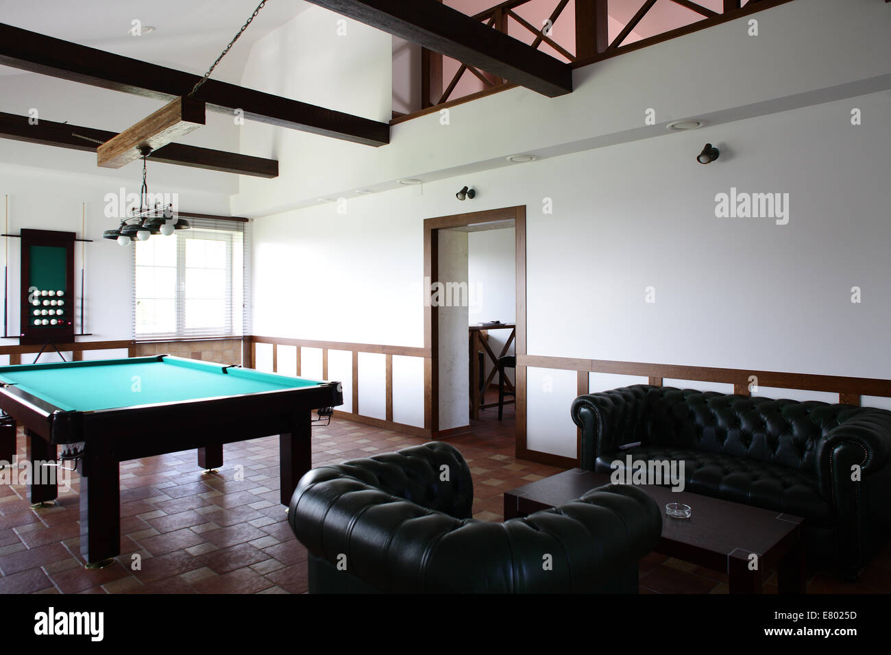 brand new and modern billiard interior in night time Stock Photo - Alamy