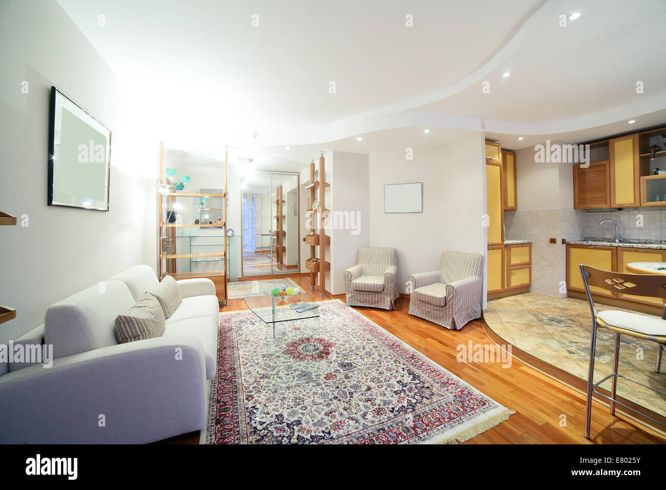 big and bright interior of modern living room Stock Photo - Alamy