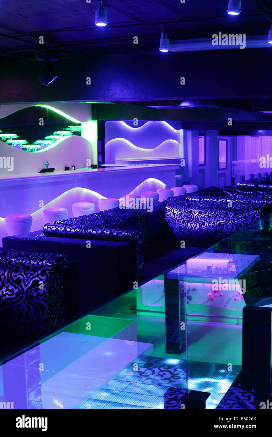 colorful interior of bright and beautiful night club Stock Photo - Alamy