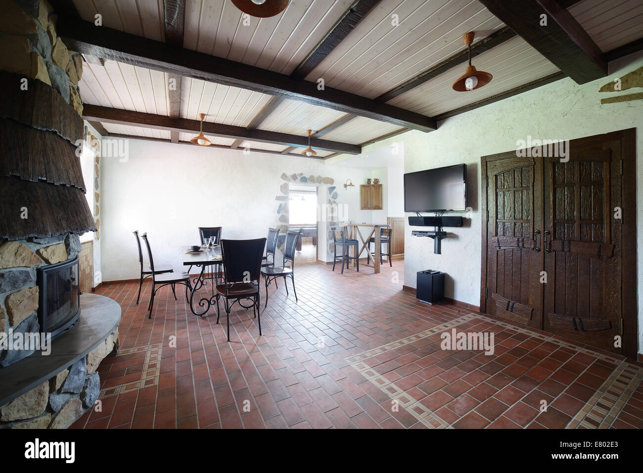 big and bright interior of modern living room Stock Photo - Alamy