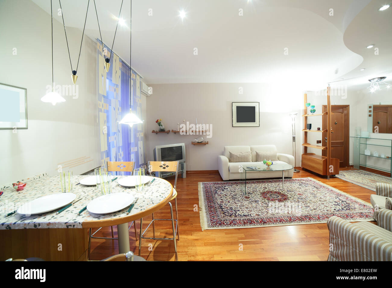 big and bright interior of modern living room Stock Photo - Alamy