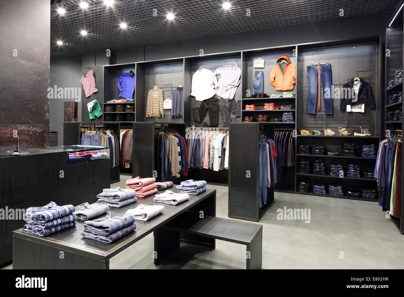 luxury and fashionable brand new interior of cloth store Stock Photo ...