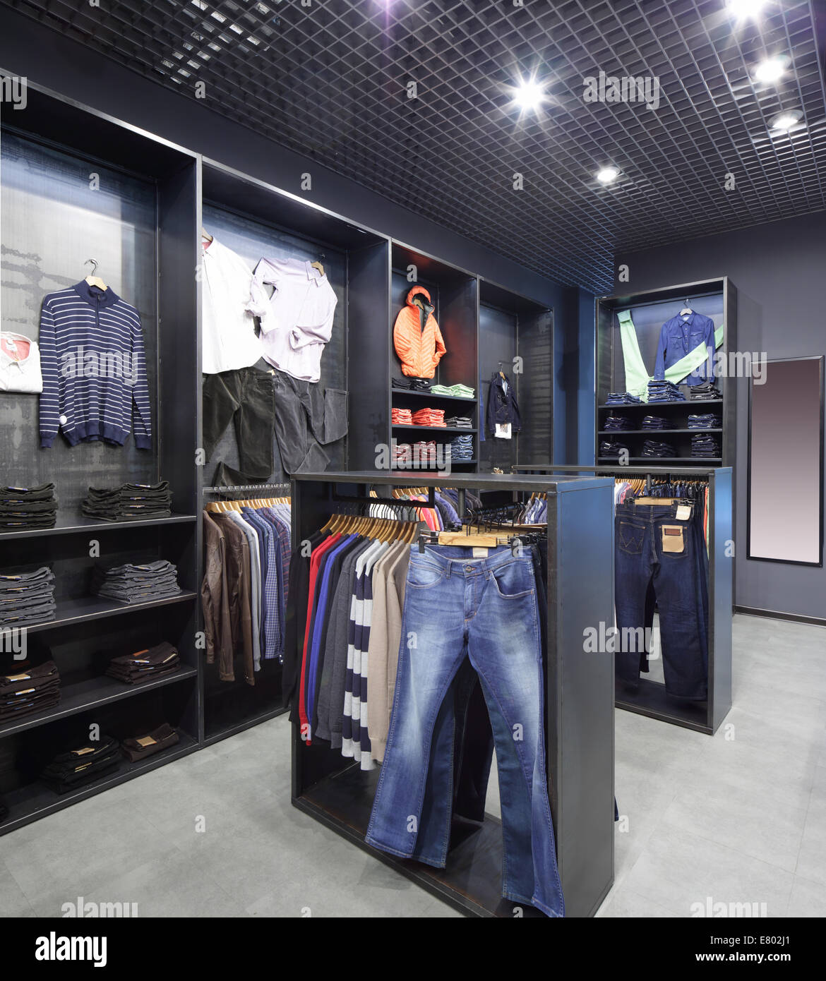 luxury and fashionable brand new interior of cloth store Stock Photo ...