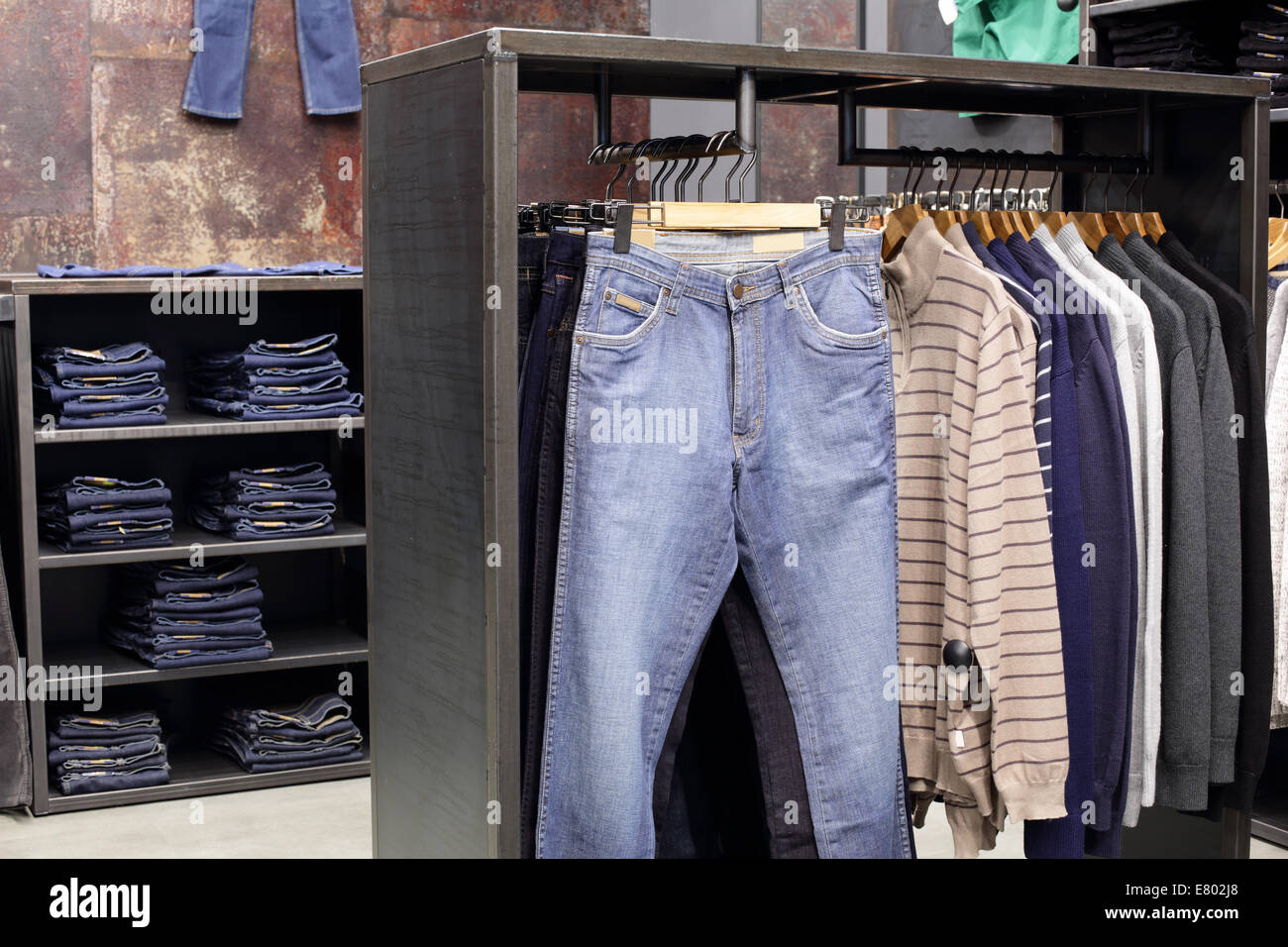 luxury and fashionable brand new interior of cloth store Stock Photo ...