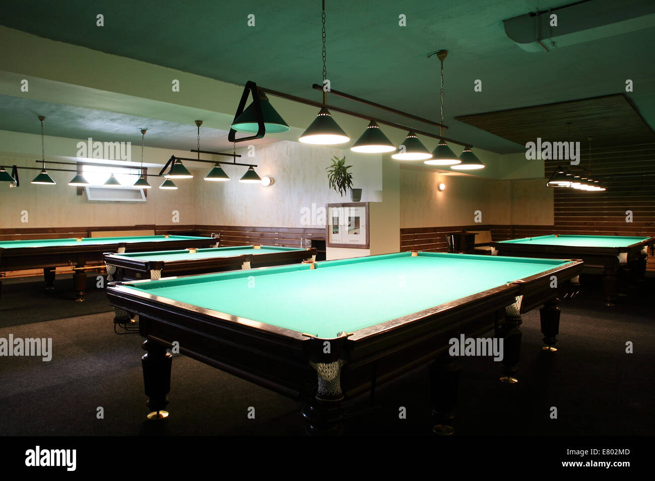 brand new and modern billiard interior in night time Stock Photo - Alamy