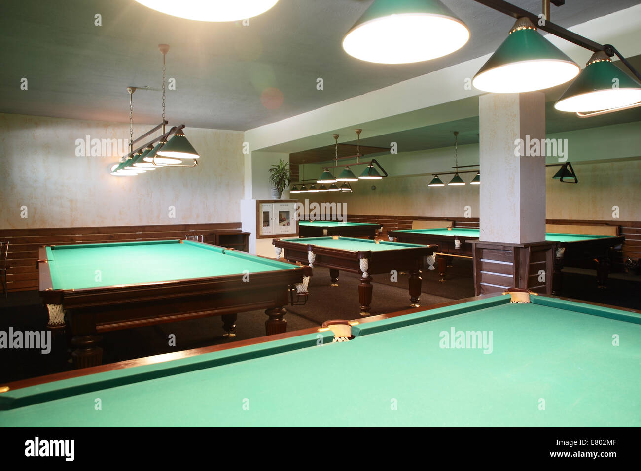 brand new and modern billiard interior in night time Stock Photo - Alamy