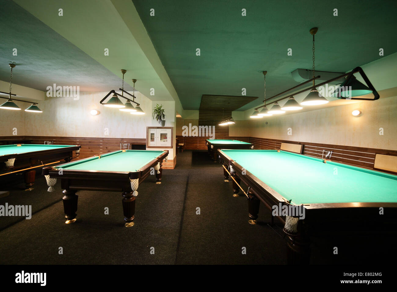 brand new and modern billiard interior in night time Stock Photo - Alamy