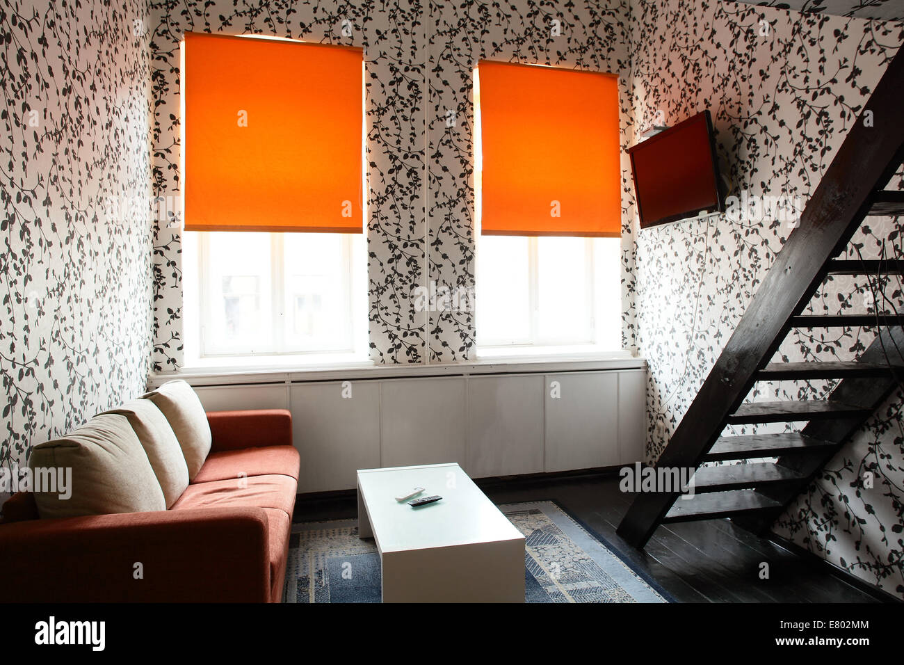 big and bright interior of modern living room Stock Photo - Alamy