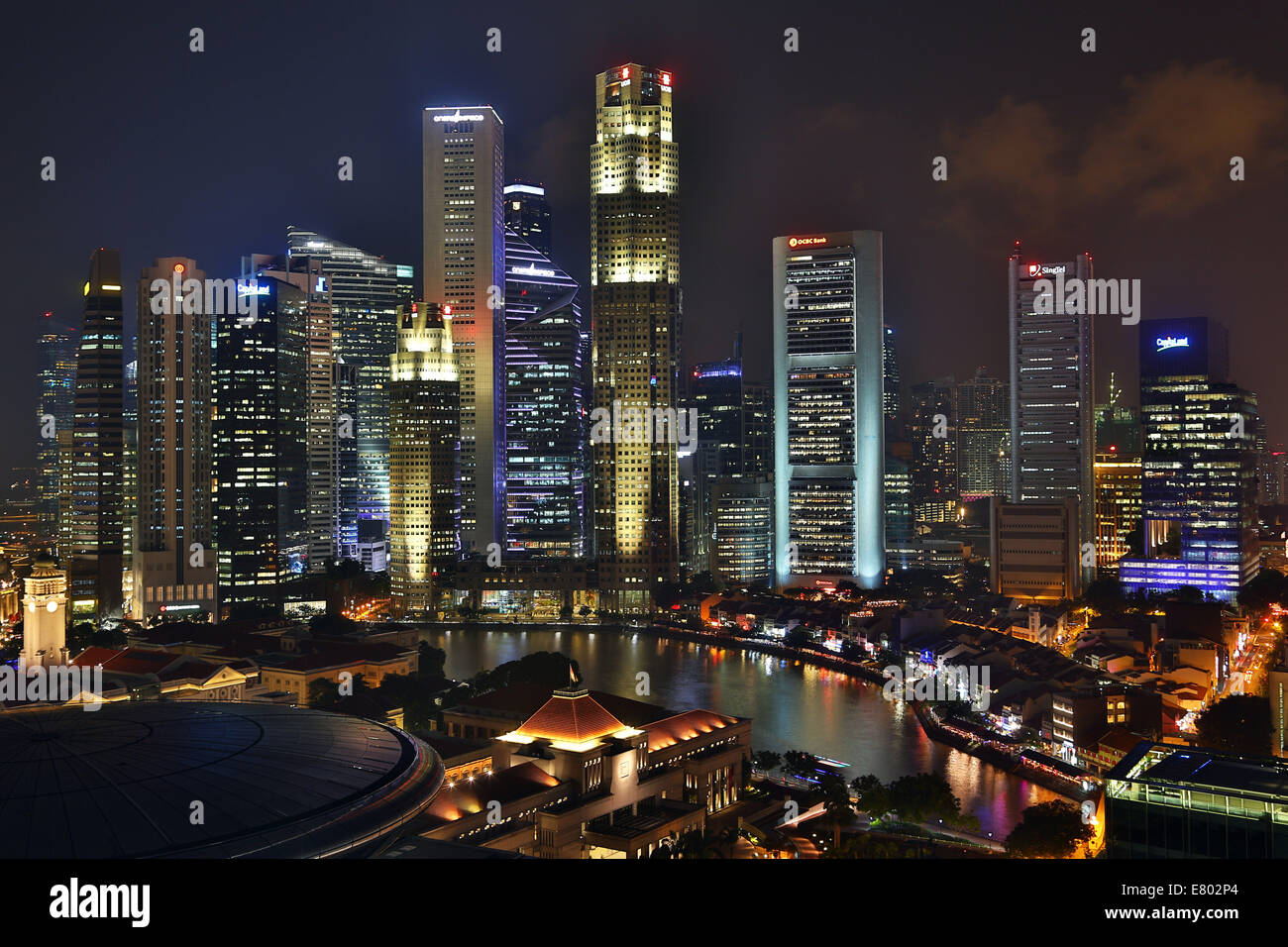 Singapore city skyline and Marina Bay at night, Republic of Singapore Stock Photo - Alamy