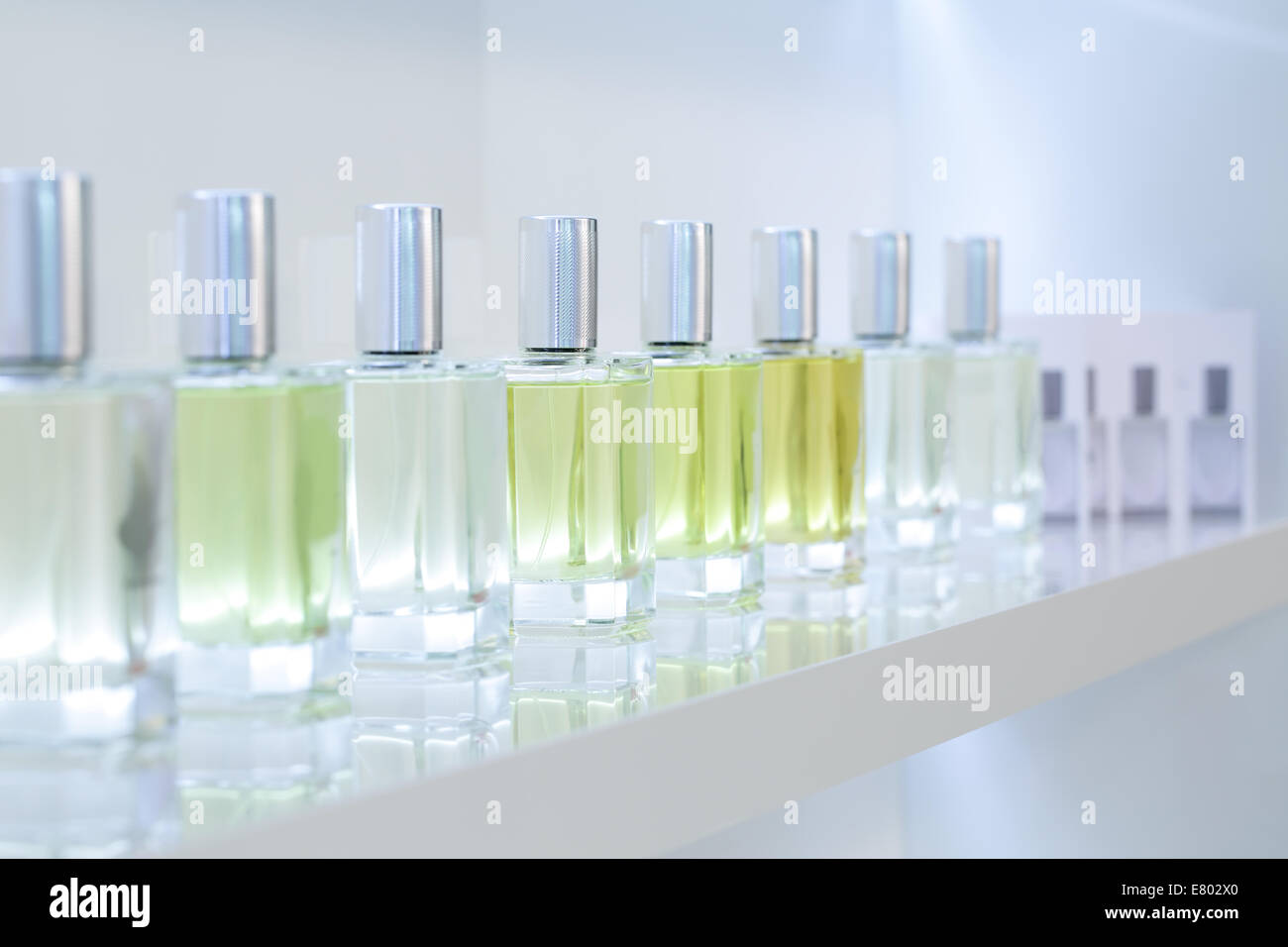 light and stylish luxury perfume store with famous fragance Stock Photo ...