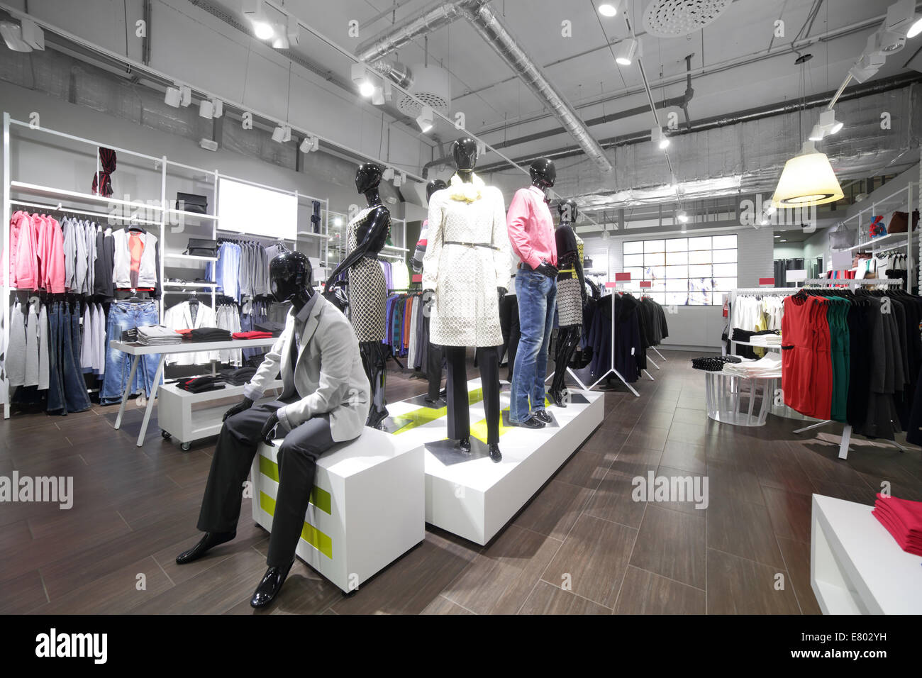 luxury and fashionable brand new interior of cloth store Stock Photo ...