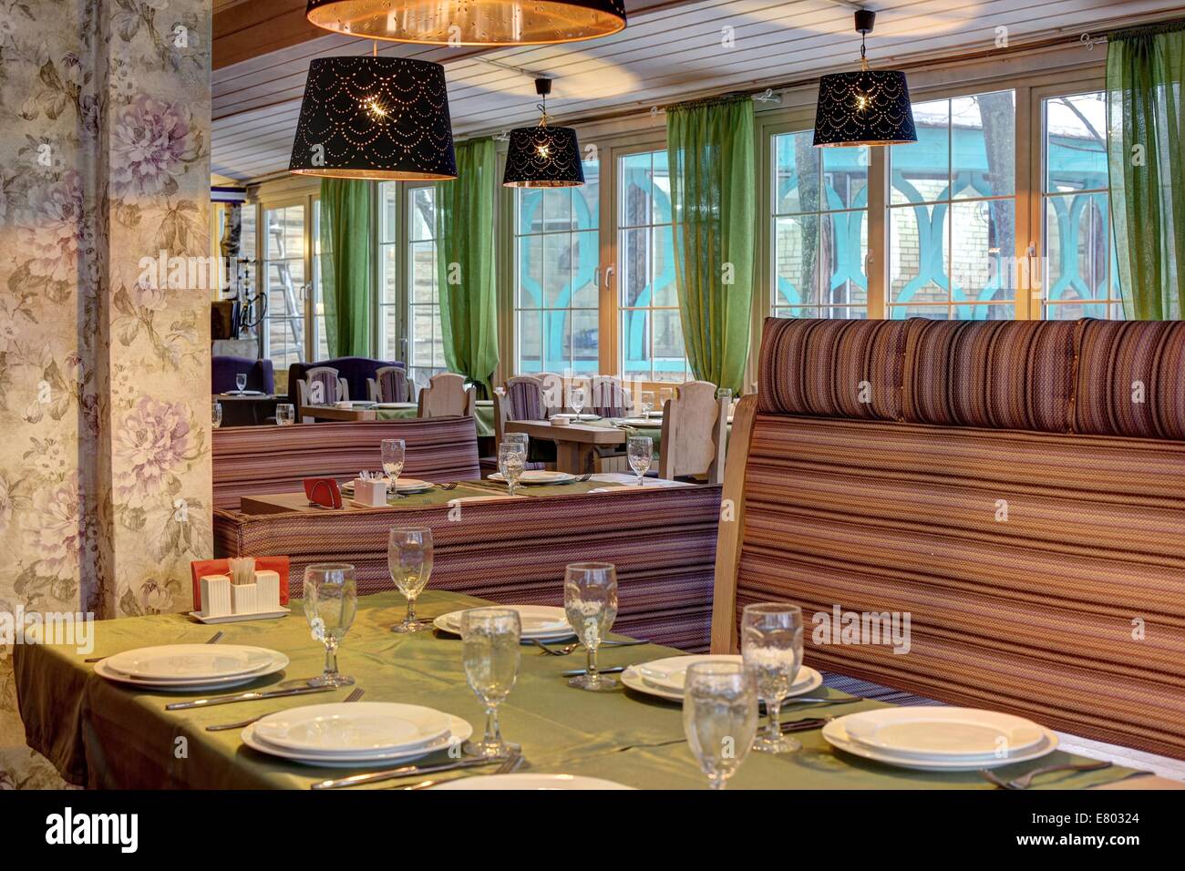 beautiful brand new european restaurant in downtown Stock Photo - Alamy