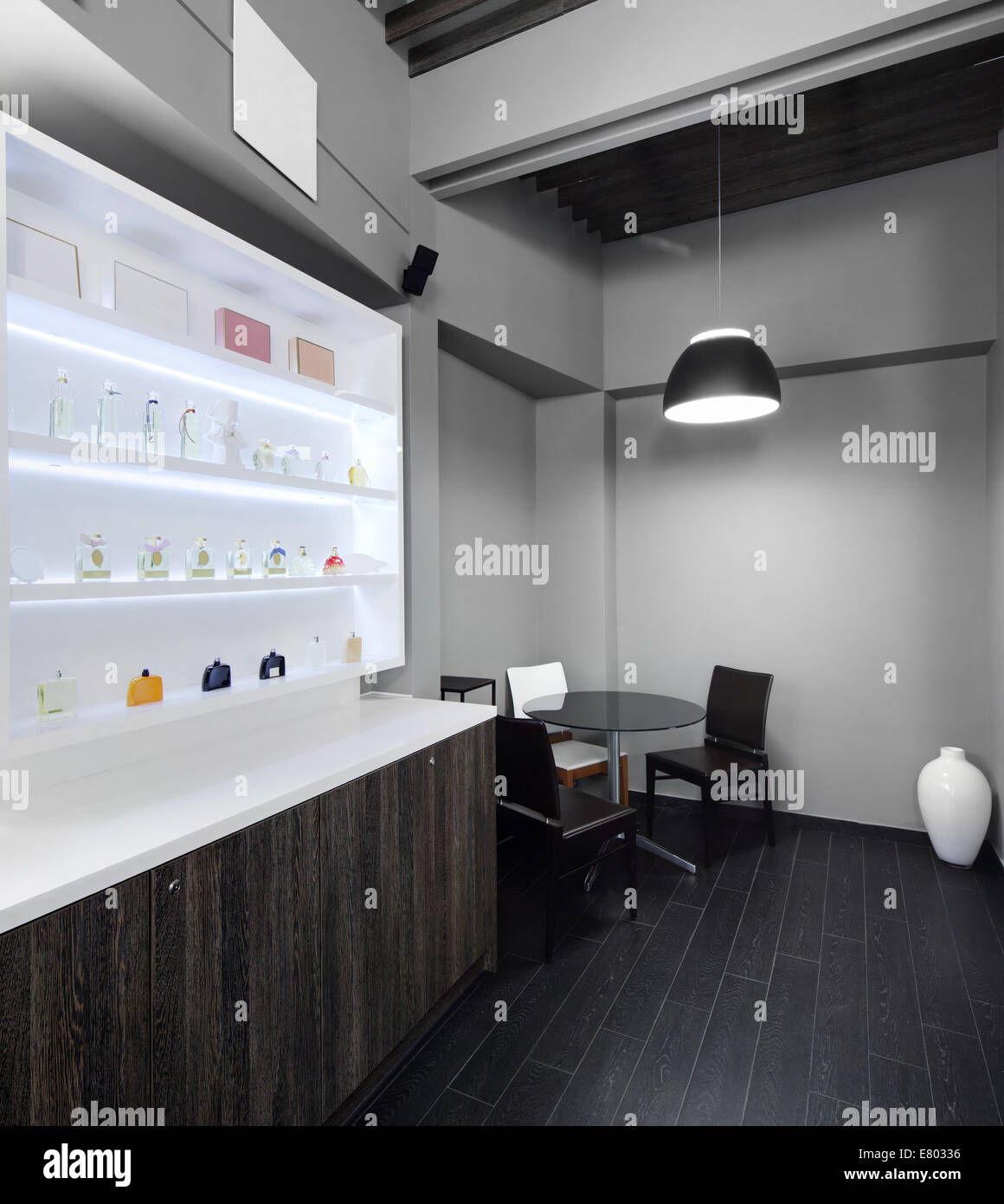 light and stylish luxury perfume store with famous fragance Stock Photo ...