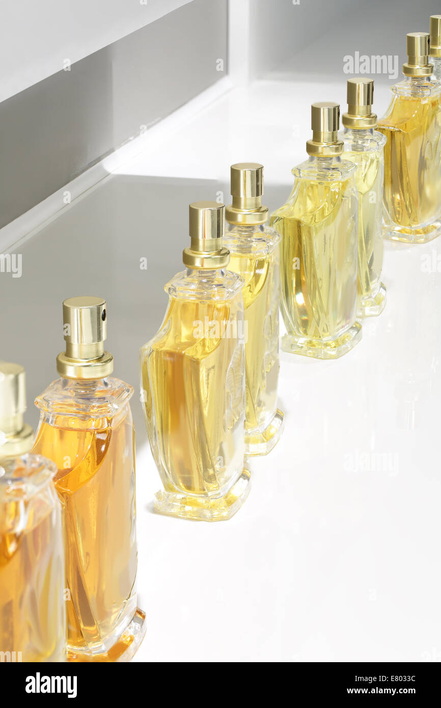 light and stylish luxury perfume store with famous fragance Stock Photo ...