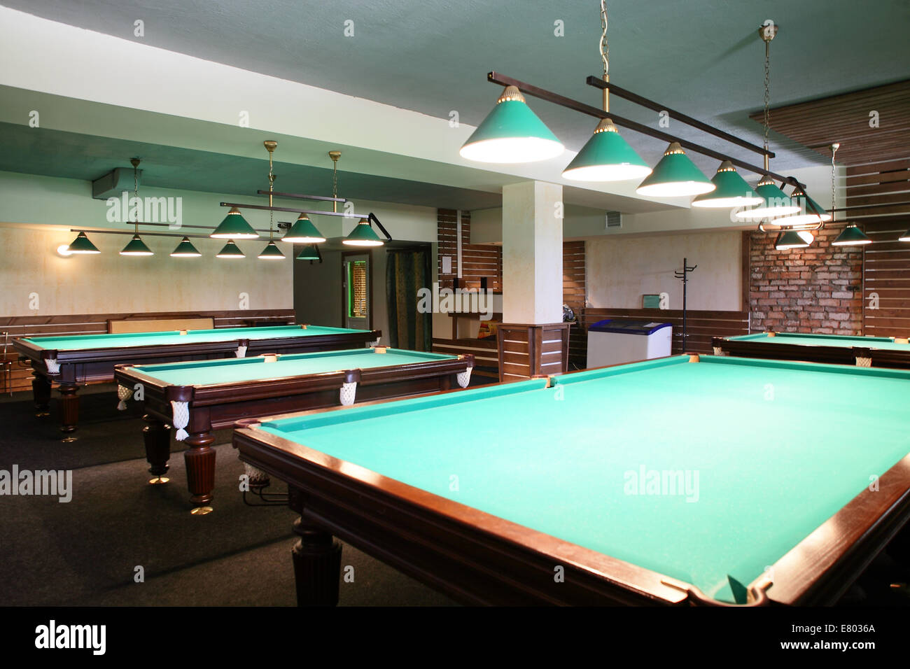 brand new and modern billiard interior in night time Stock Photo - Alamy