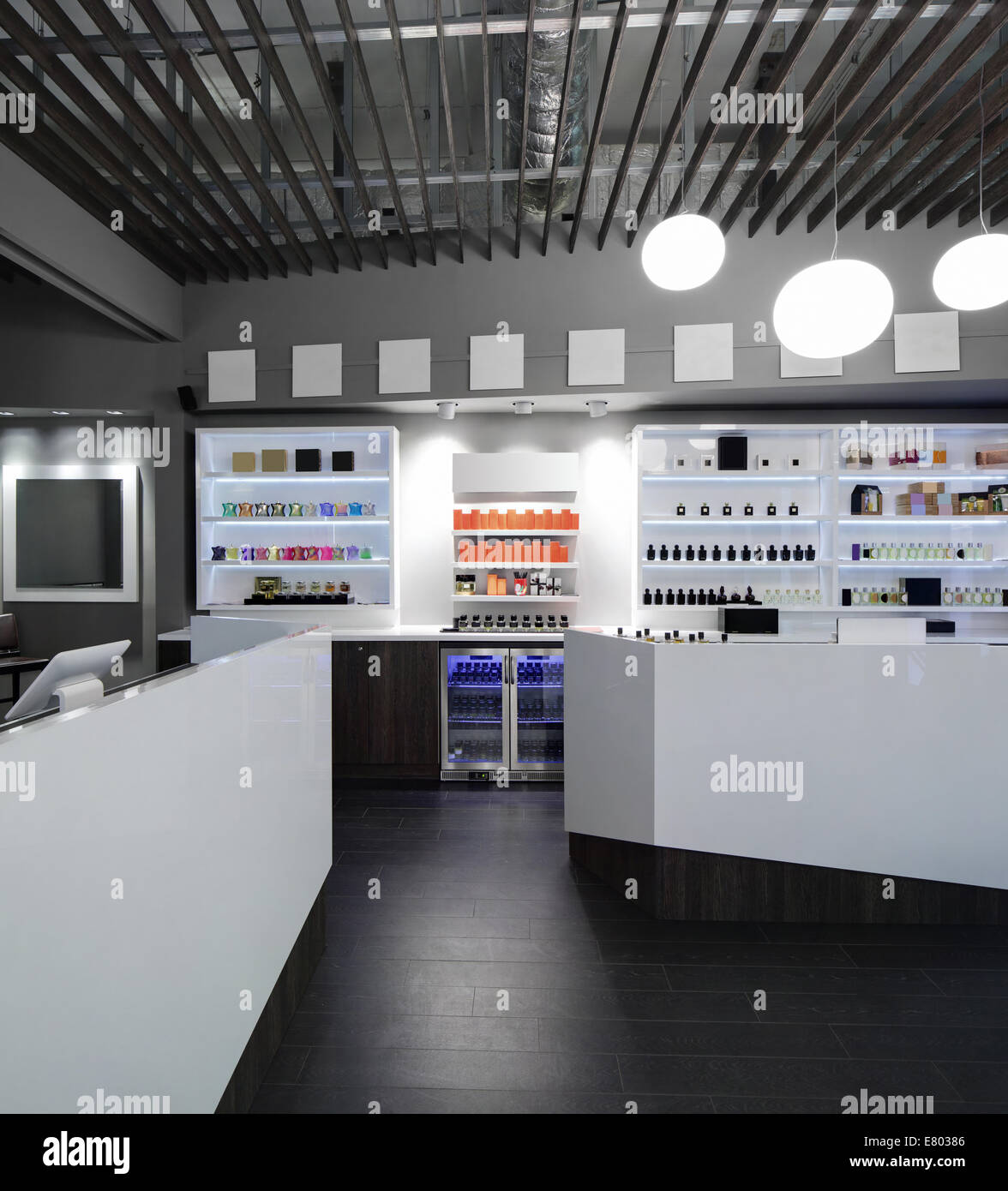 light and stylish luxury perfume store with famous fragance Stock Photo ...