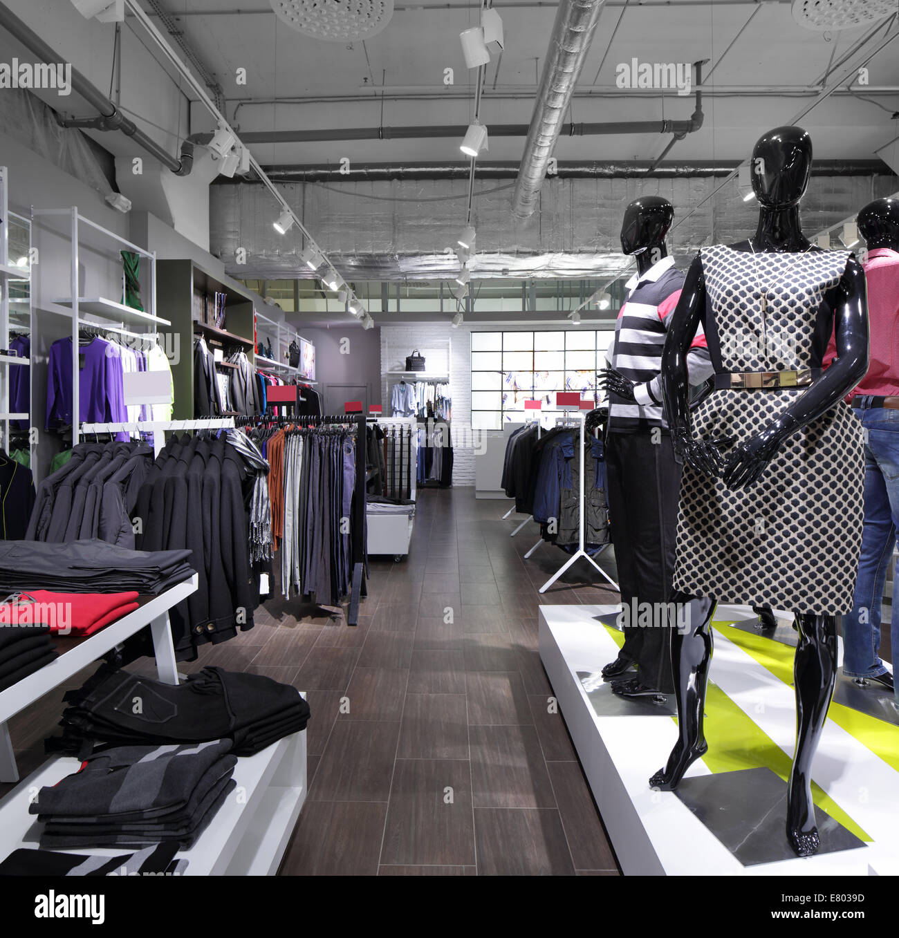 luxury and fashionable brand new interior of cloth store Stock Photo ...