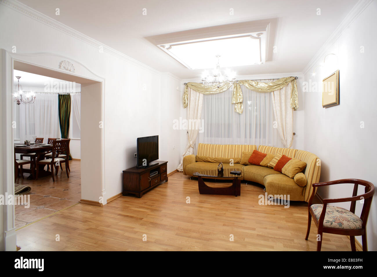 big and bright interior of modern living room Stock Photo - Alamy