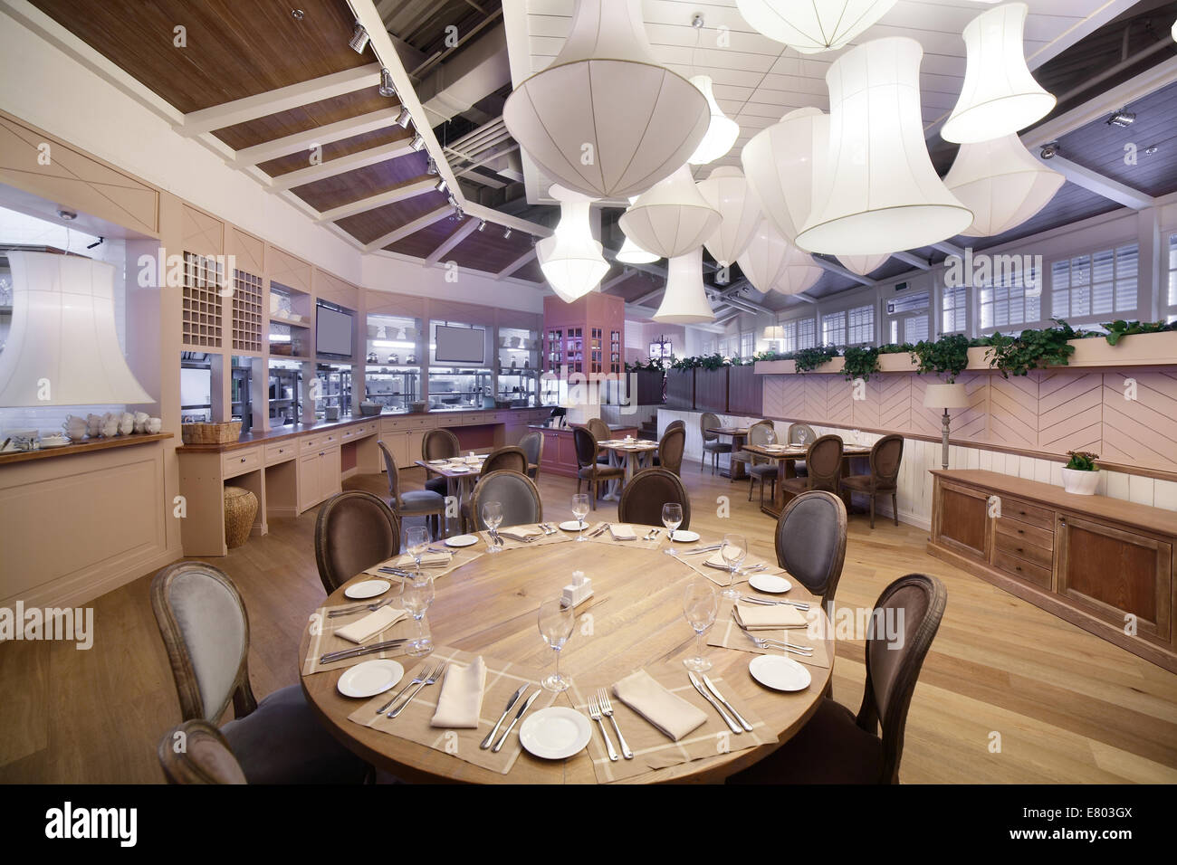 beautiful brand new european restaurant in downtown Stock Photo - Alamy