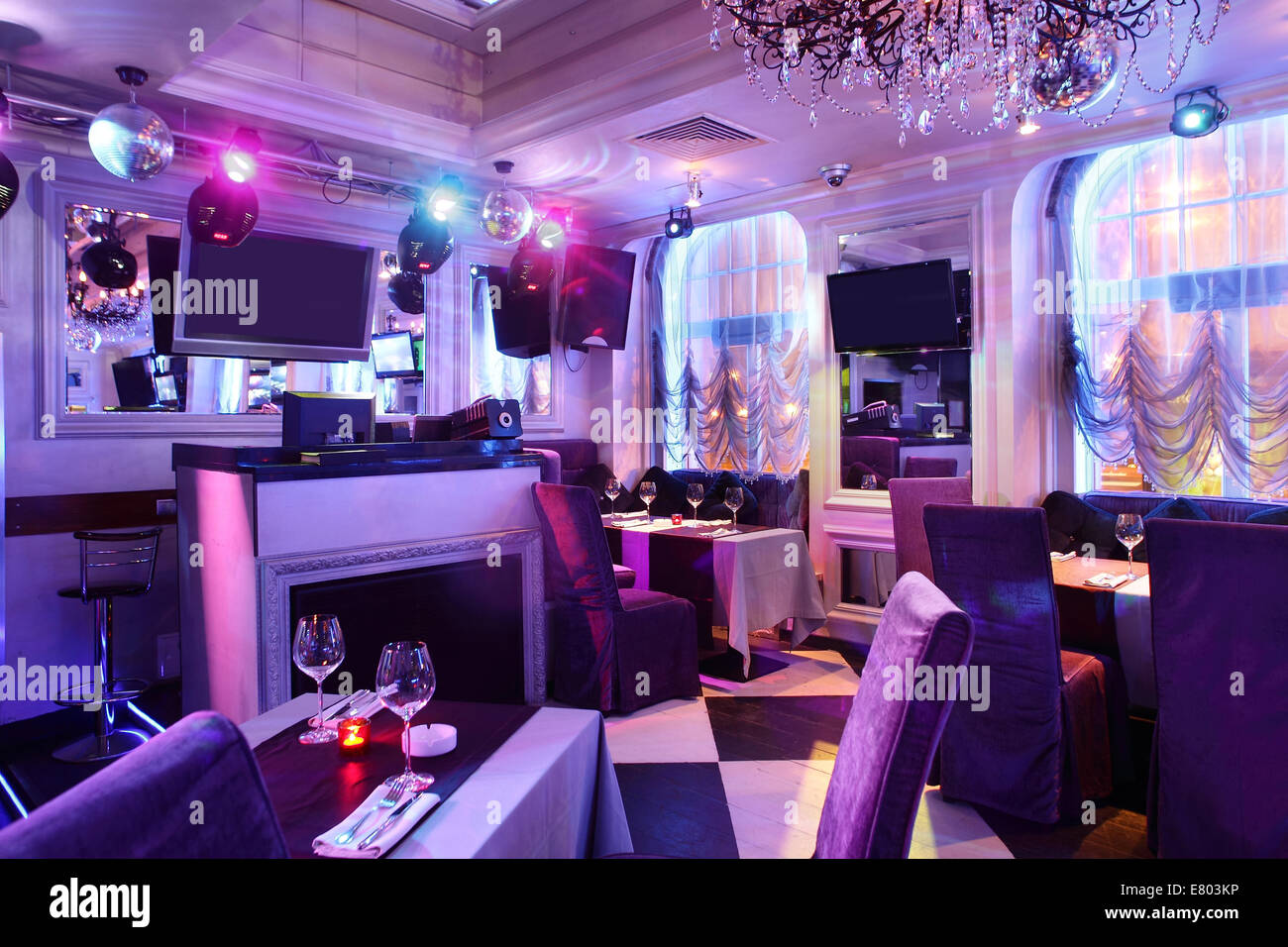 colorful interior of bright and beautiful night club Stock Photo - Alamy