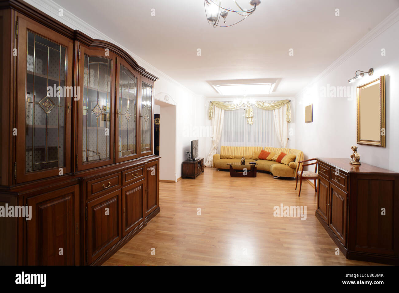 big and bright interior of modern living room Stock Photo - Alamy