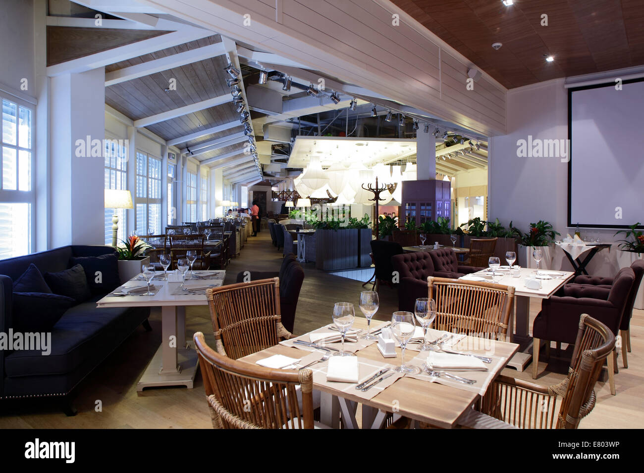 beautiful brand new european restaurant in downtown Stock Photo - Alamy