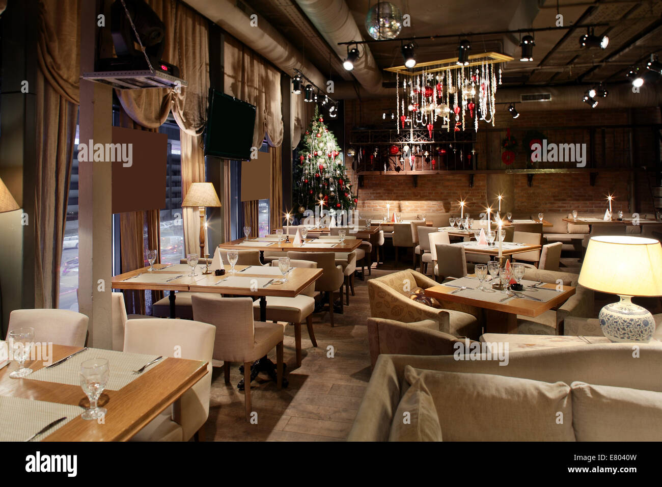 beautiful brand new european restaurant in downtown Stock Photo - Alamy
