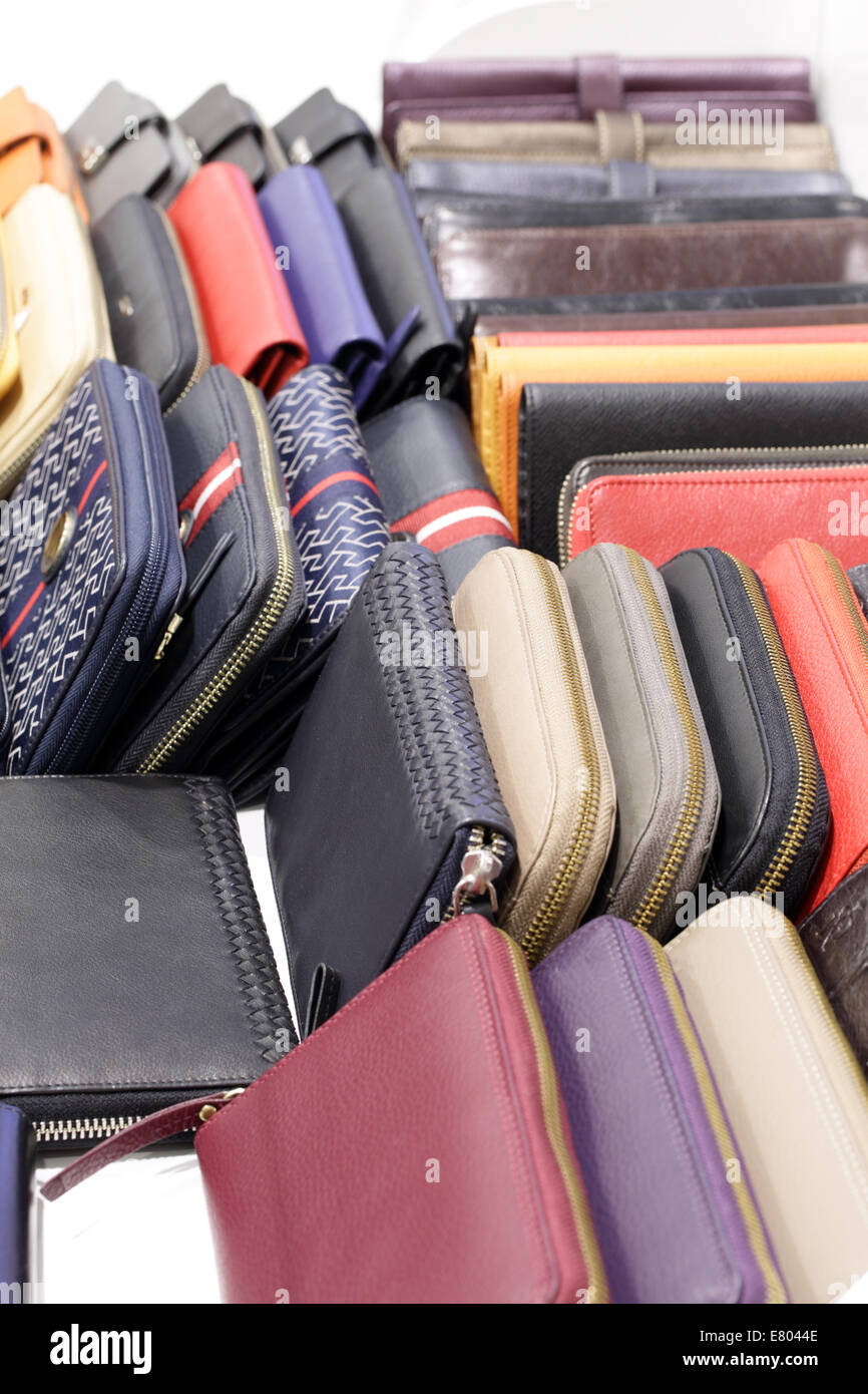 colorful modern wallet window in bag store Stock Photo - Alamy