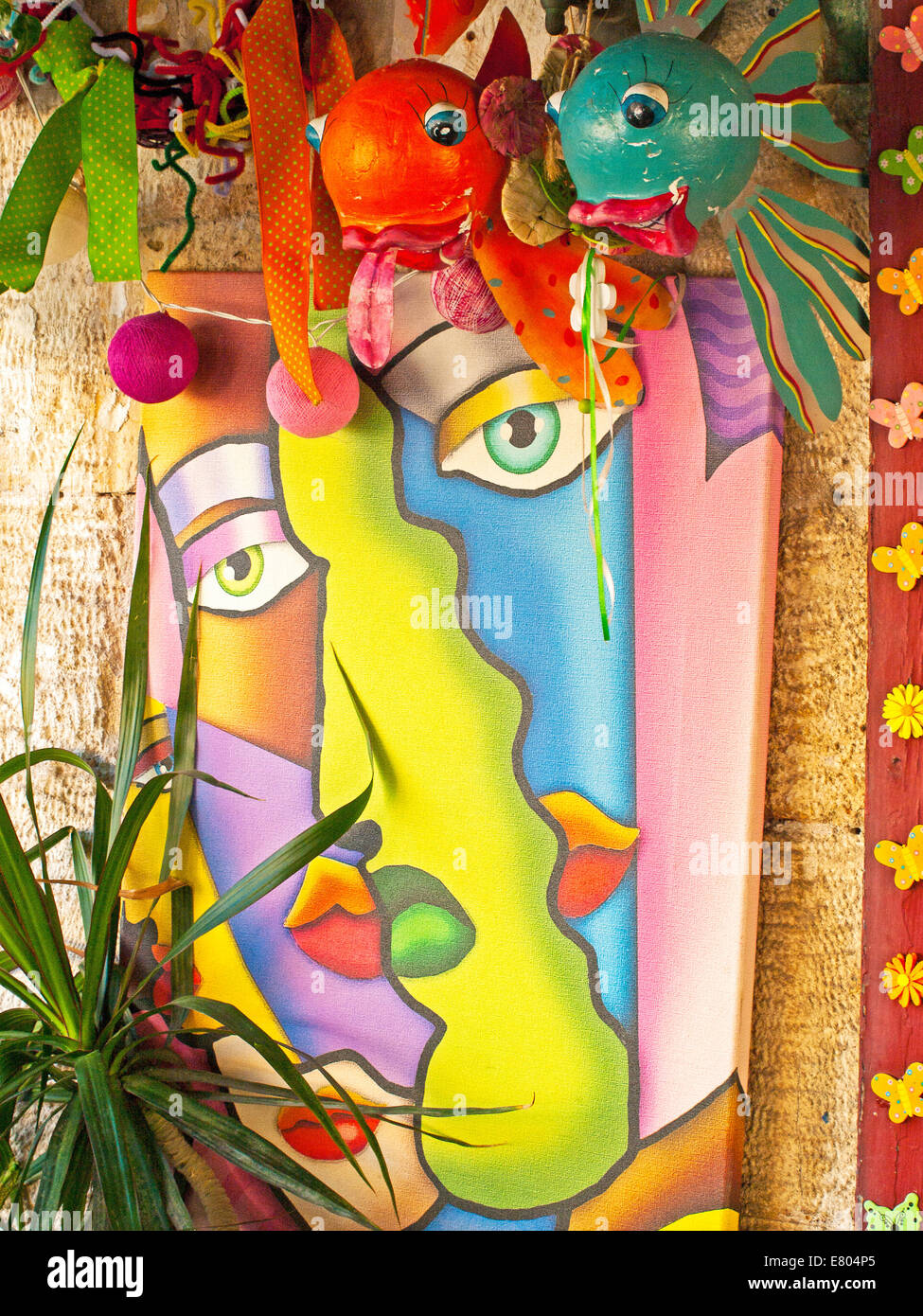 Colourful image hanging on a crete wall hi-res stock photography and ...