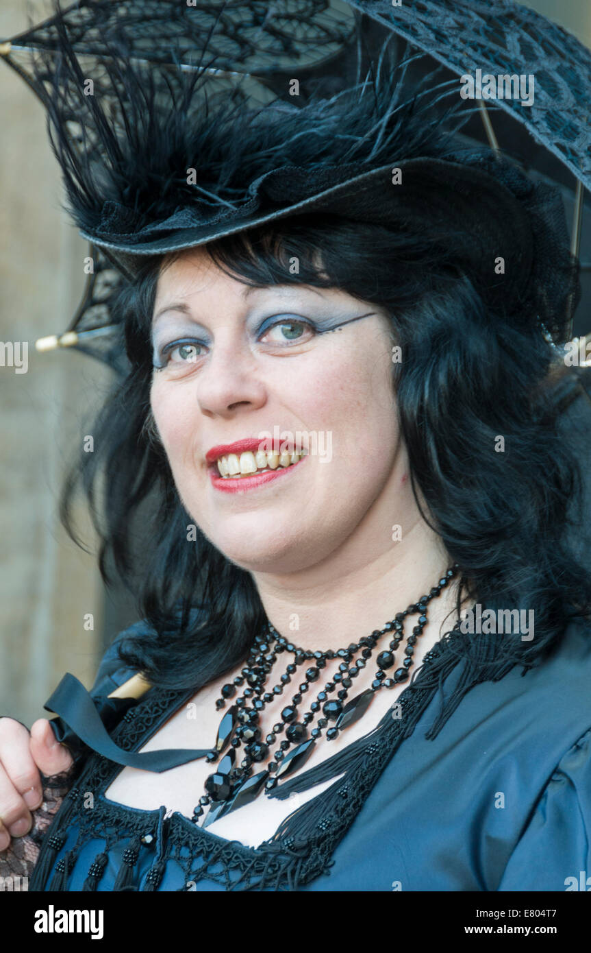 Girl at the Whitby Goth weekend which is held at Halloween Stock Photo ...