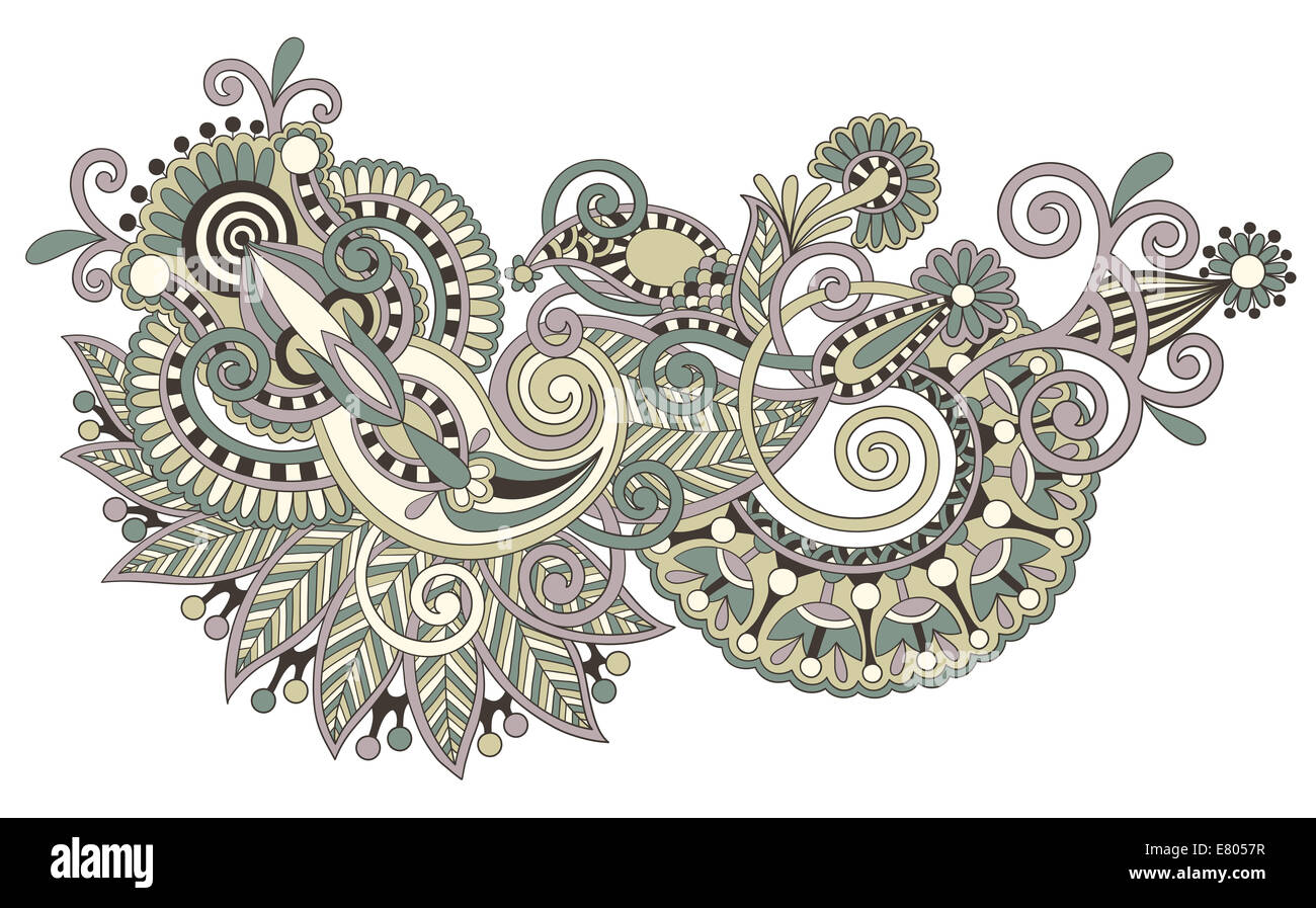 original hand draw line art ornate flower design Stock Photo - Alamy
