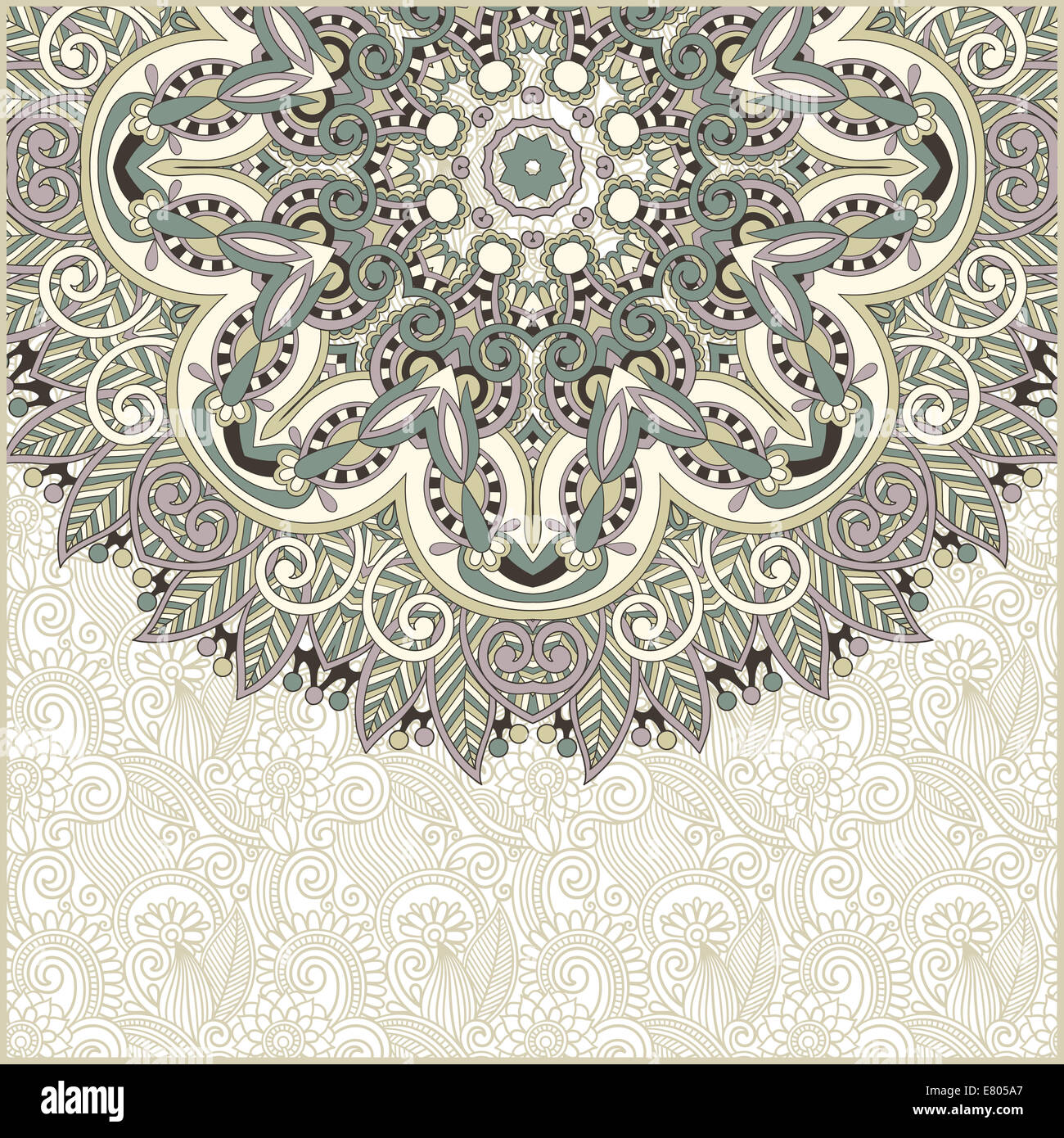 ornate circle floral card announcement Stock Photo - Alamy