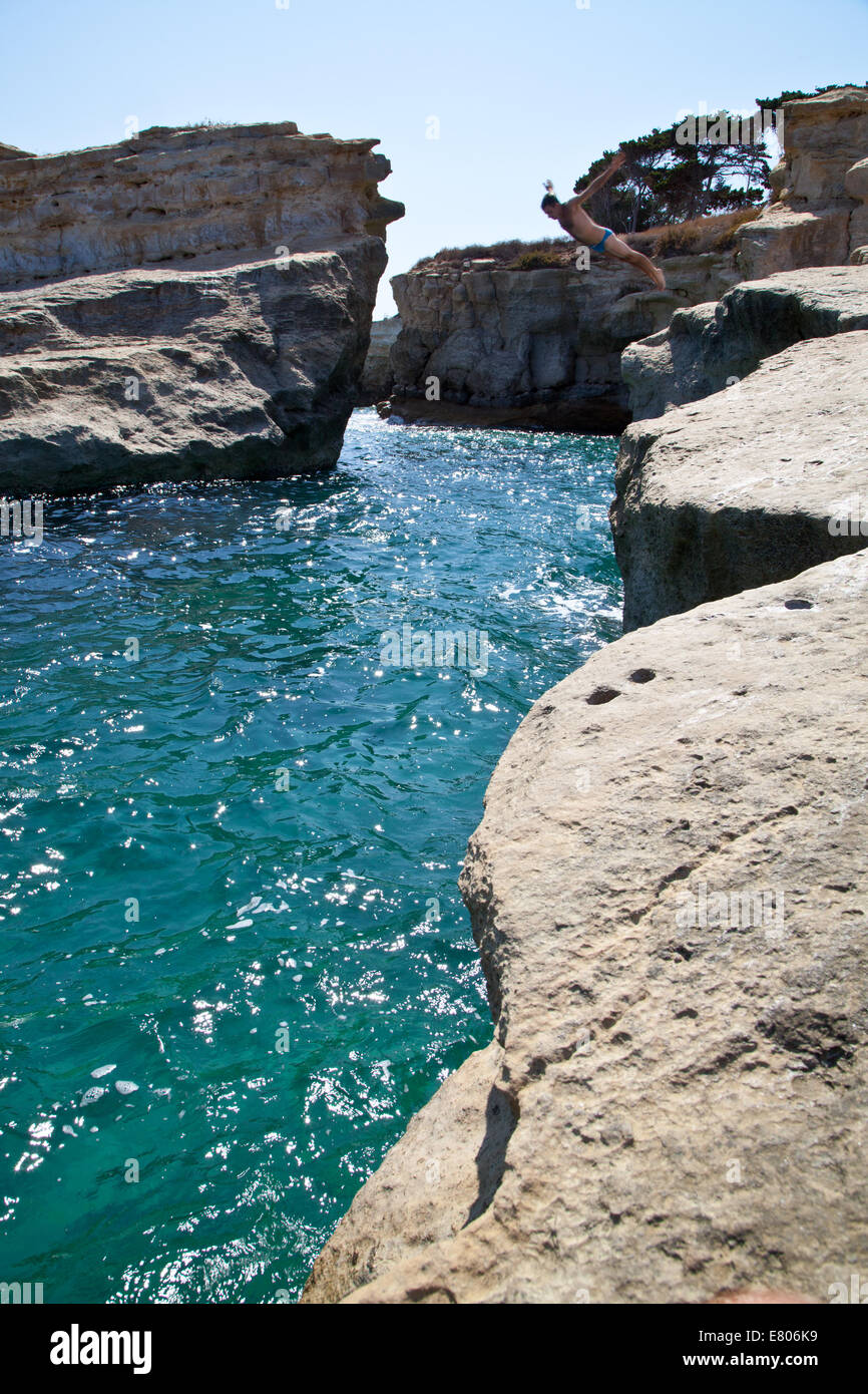 Man Diving Into Sea Stock Photo - Alamy