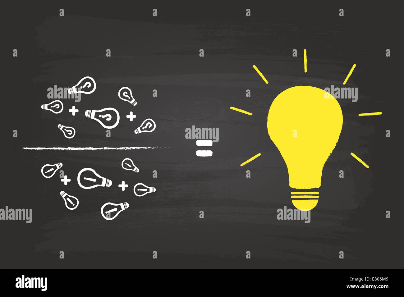 Bright Idea Comes From Teamwork Concept On Blackboard Stock Photo - Alamy