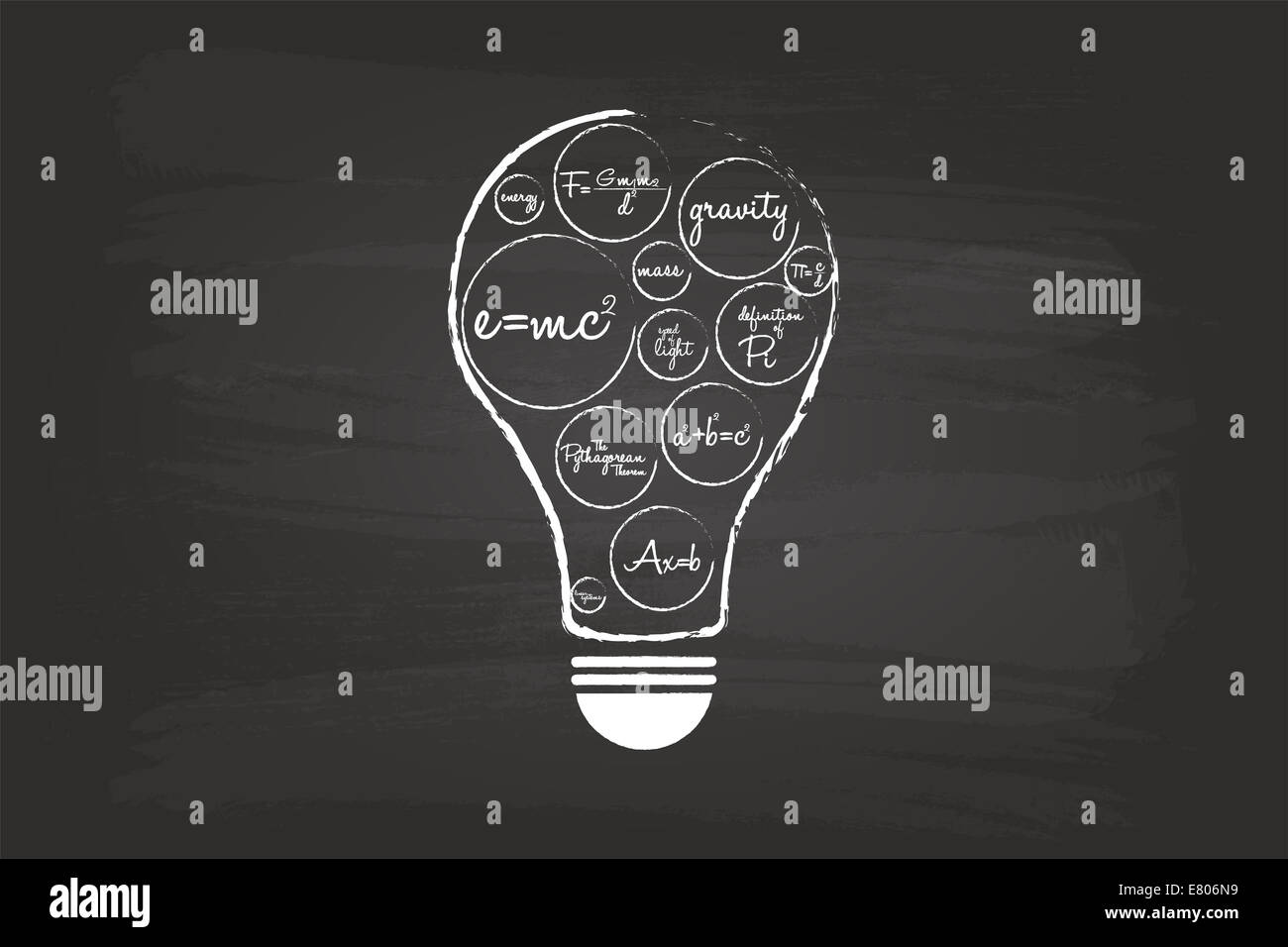 Idea Light Bulb Concept With Mathematical Equation On School Blackboard ...