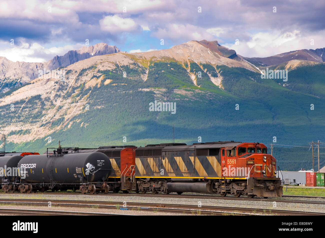 Freight Train, Jasper National Park, Alberta, Canada Stock Photo - Alamy