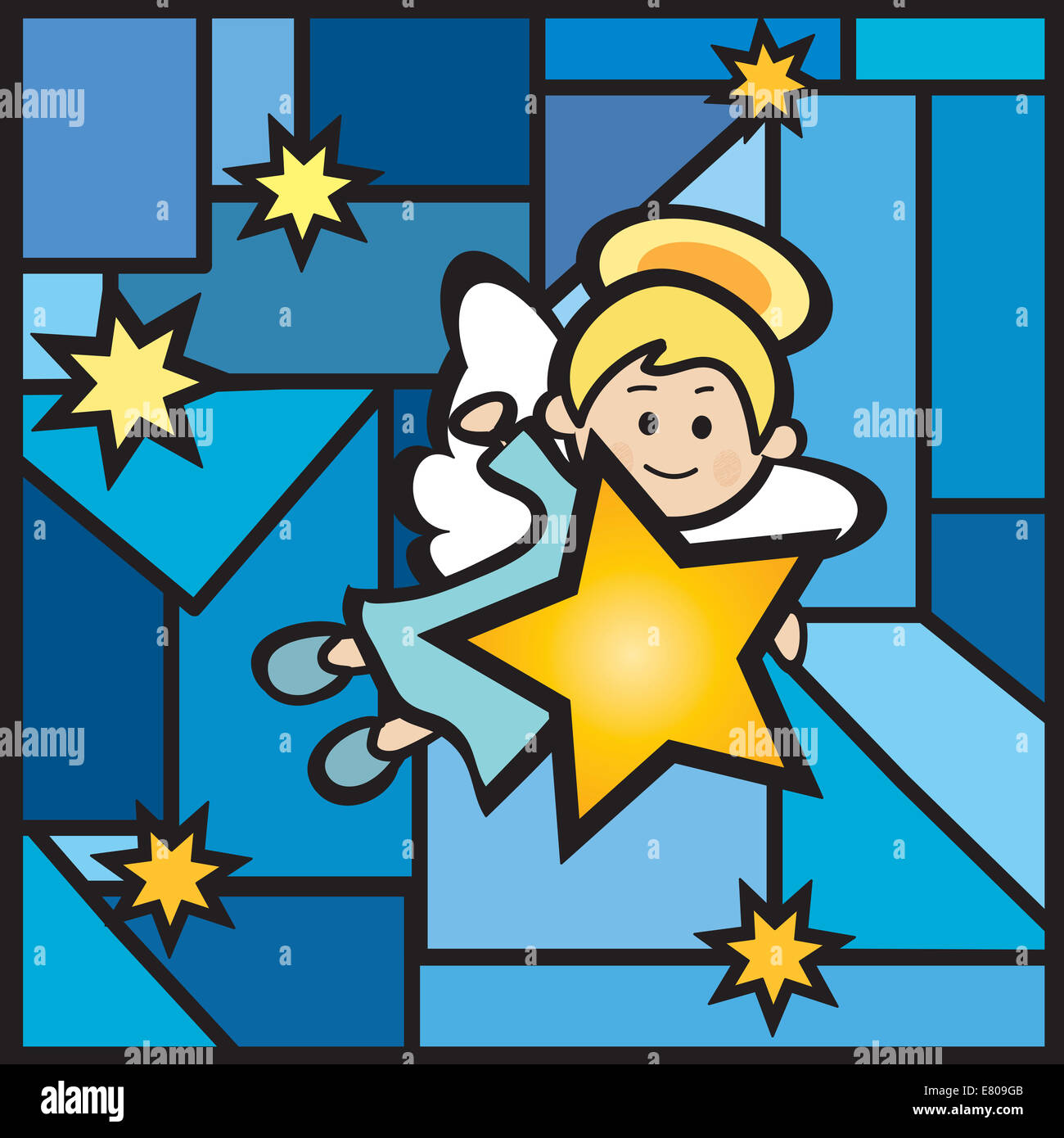 illustration of happy angel with star Stock Photo - Alamy