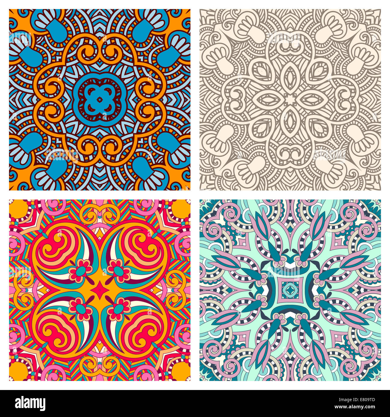 four ornamental floral seamless texture collection Stock Photo - Alamy