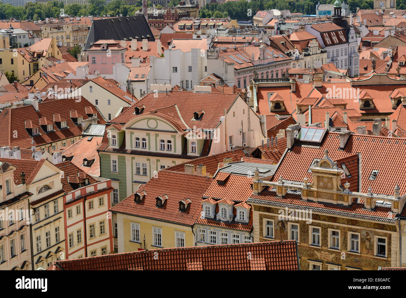 Prague red roofs at the Old Town Stock Photo - Alamy