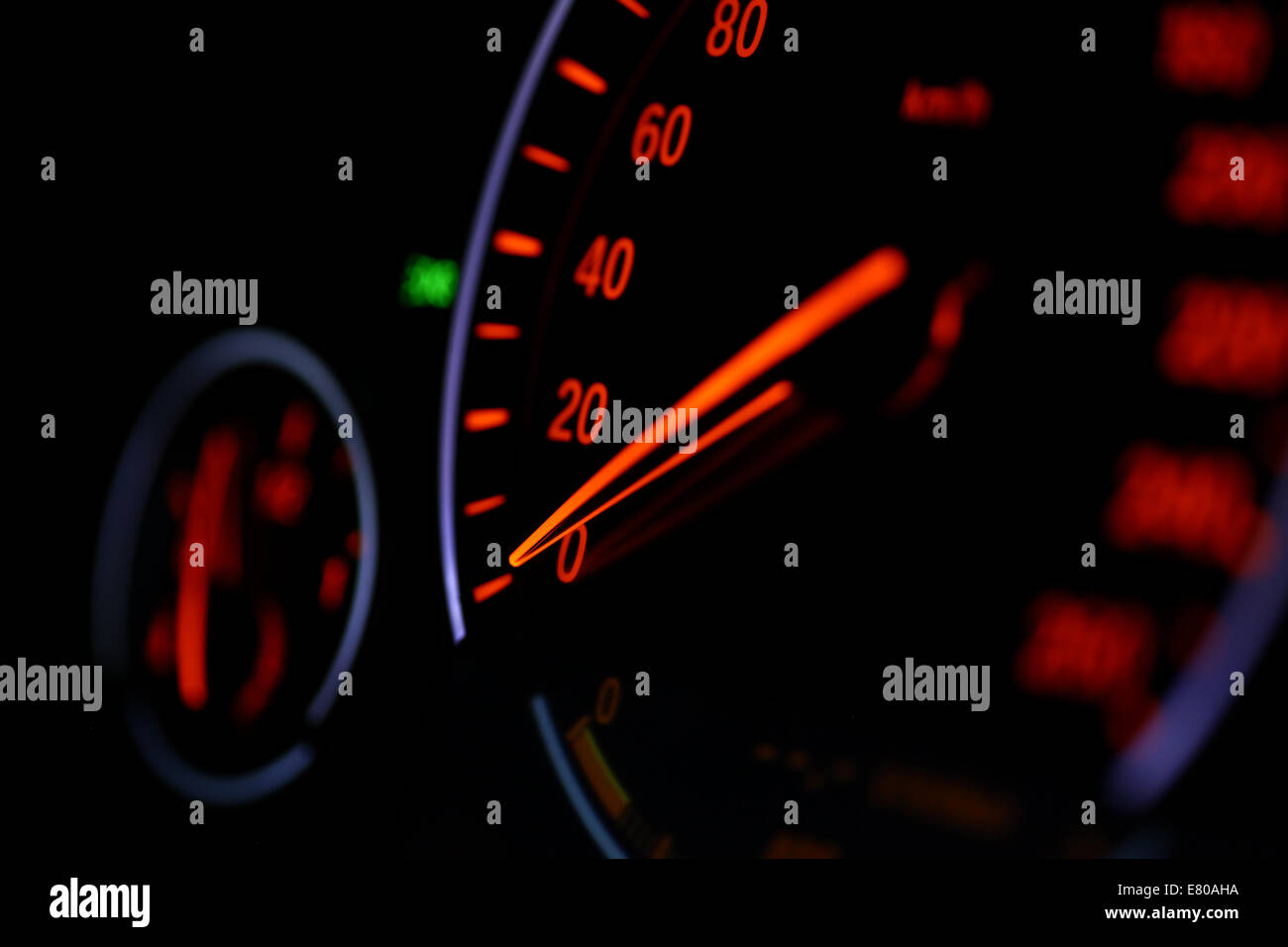 Close up shot of a speedometer in a car, at night Stock Photo - Alamy