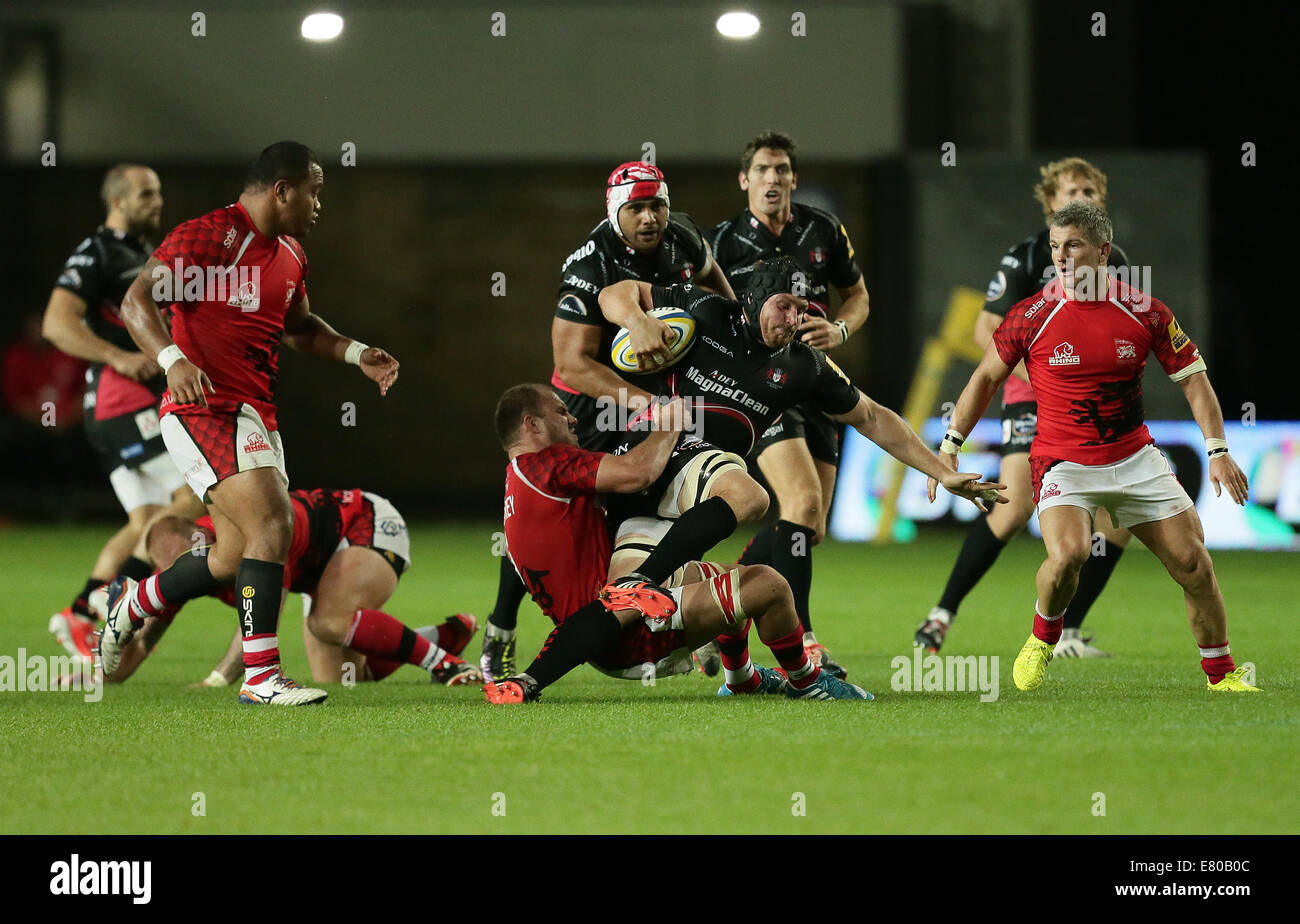 Oxford, UK. 26th Sep, 2014. Aviva Premiership. Ben Morgan is bought ...