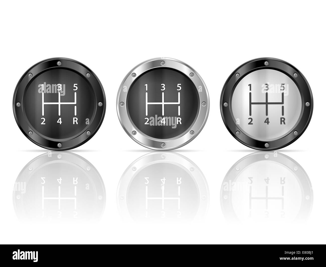 Gear shift set on a white background Stock Photo - Alamy