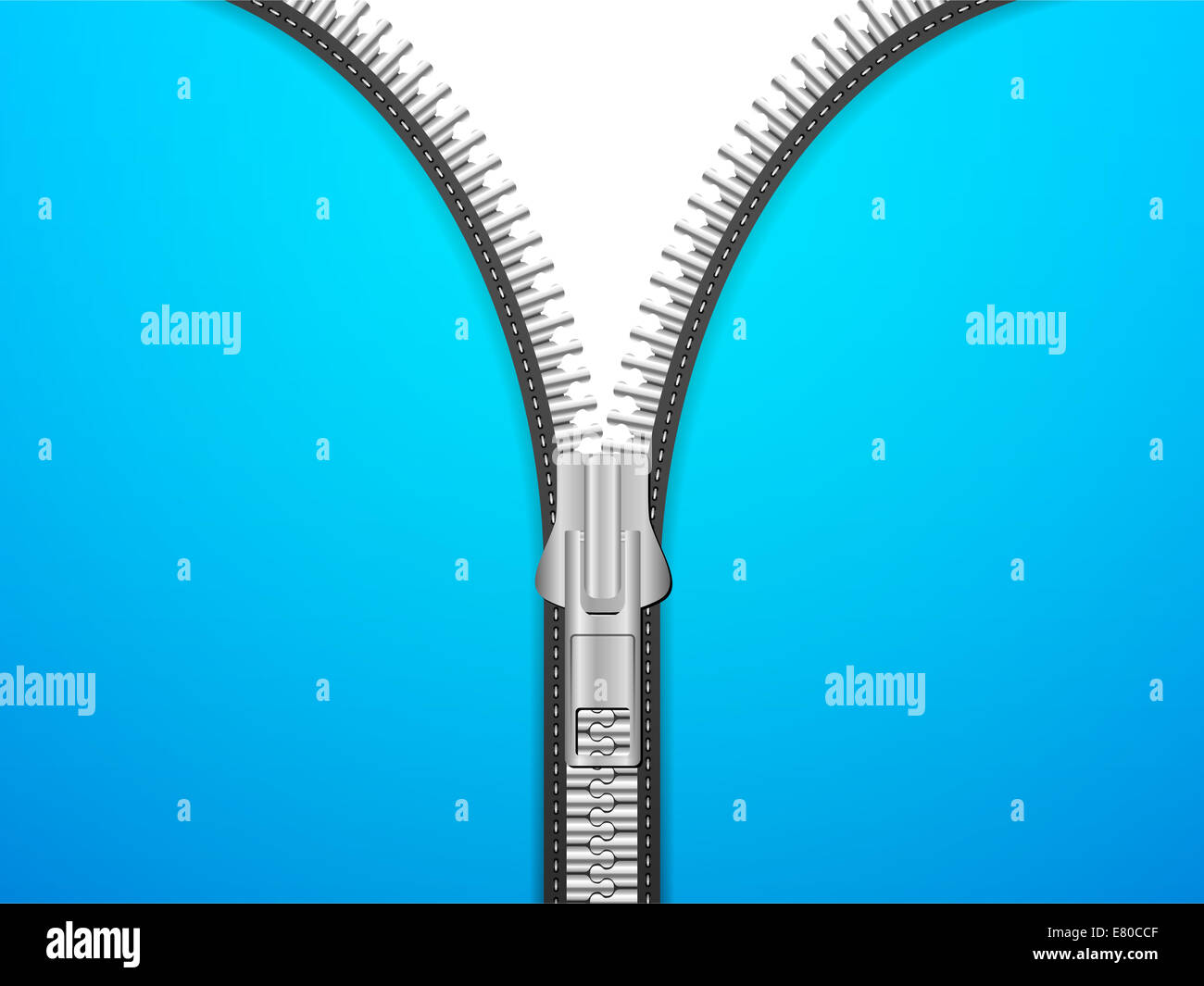Opened zipper on a blue background Stock Photo - Alamy